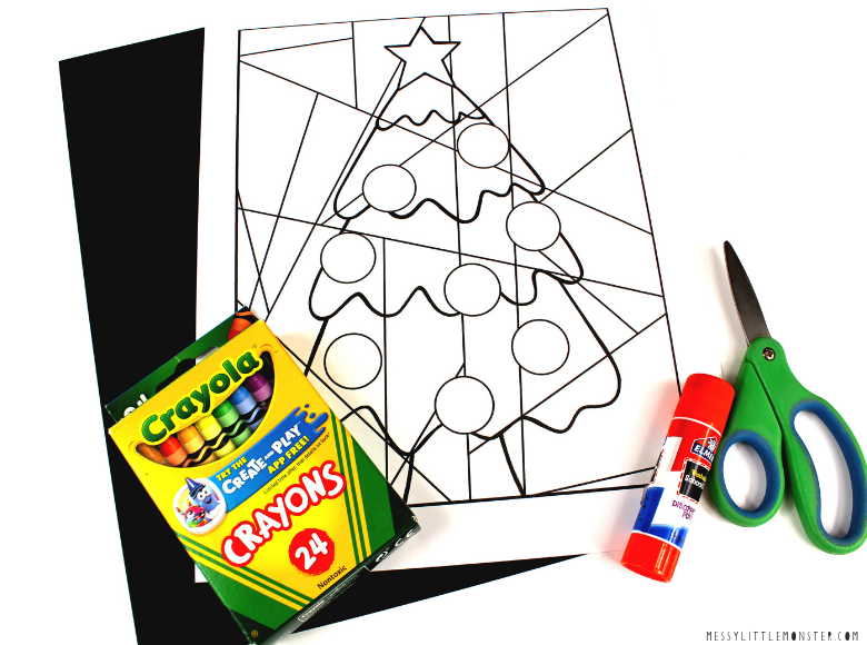 Christmas Tree Coloring Page - Line Art Project - Messy Little Monster