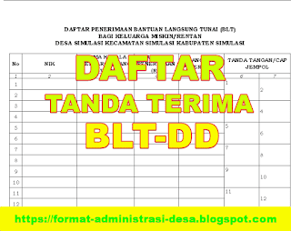 Download Contoh Daftar Tanda Terima BLT DD 2021 | FORMAT ADMINISTRASI DESA