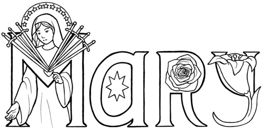 Snowflake Clockwork: Holy Name of Mary coloring page