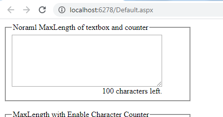 How to Set maxlength (character counter) for textbox in asp.net using ...