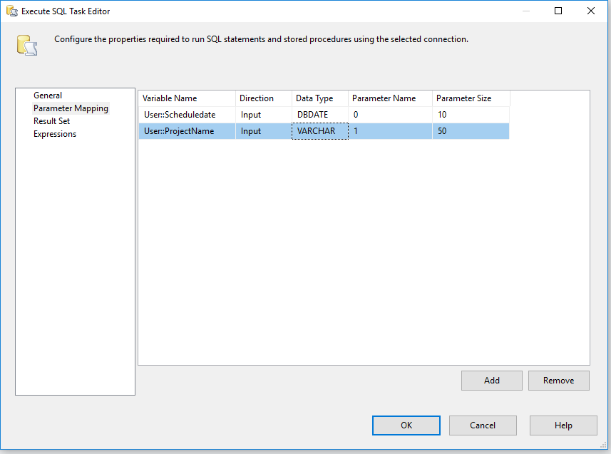 Developer Points: SSIS - How To Pass input parameter in Execute SQL Task
