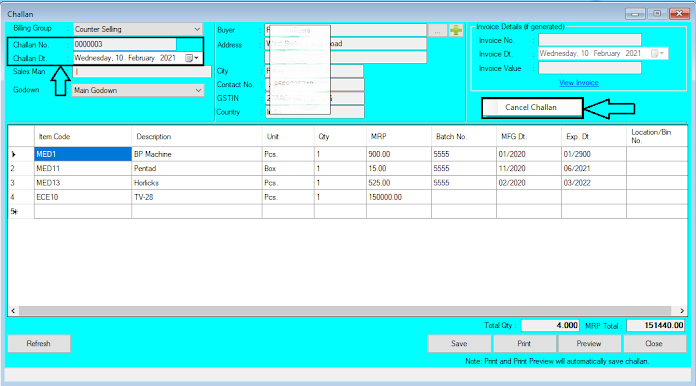 Challan Creation Help Guide