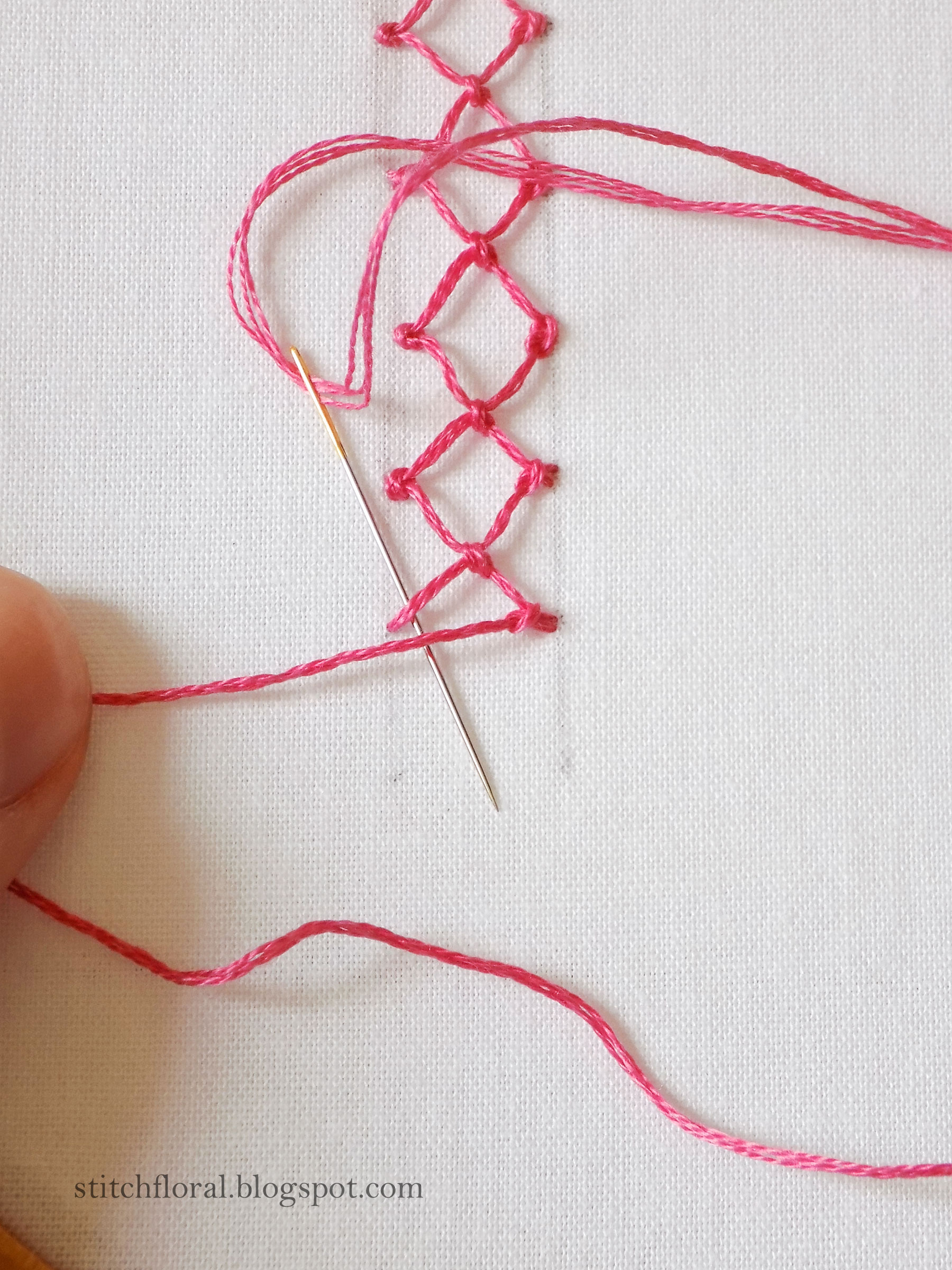 Knotted diamond stitch tutorial - Stitch Floral