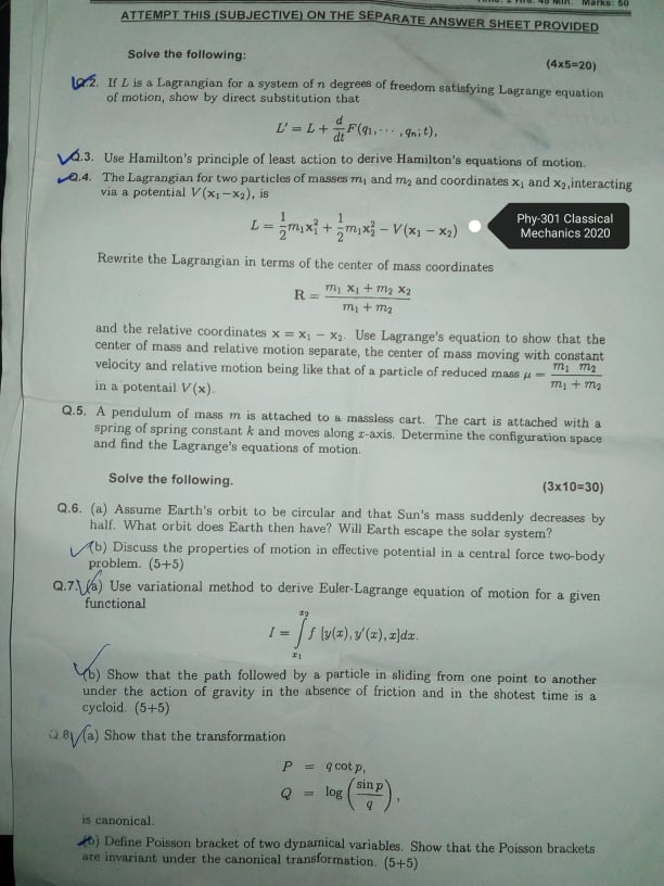 MHA Physicist (Physics By MHA): unsolved past papers all semesters