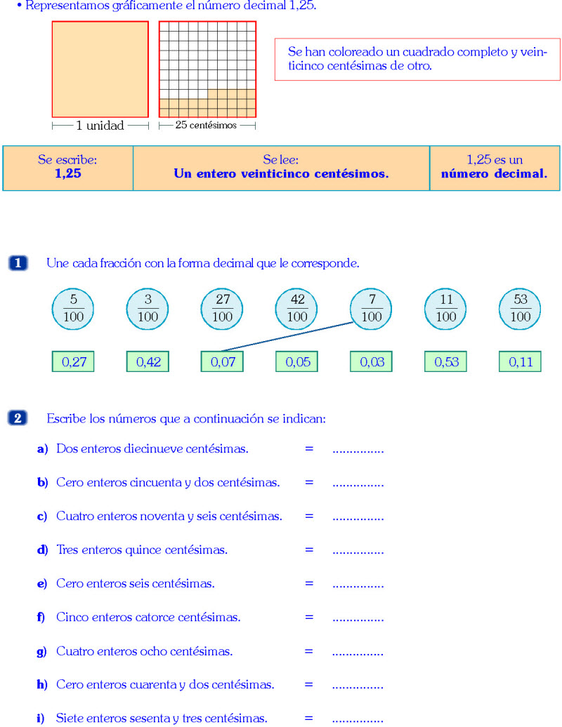 LAS CENTESIMAS EN PRIMARIA EJEMPLOS Y EJERCICIOS DE MATEMATICAS