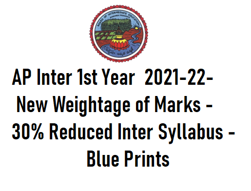 AP Intermediate 1st Year 2021-22- New Weightage of Marks - 30% Reduced ...