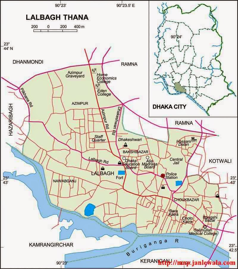 Lalbagh Thana Map, Dhaka District, Bangladesh