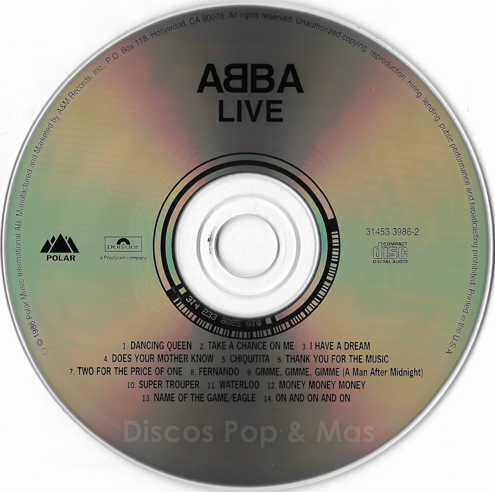 Discos Pop & Mas: ABBA - ABBA Live