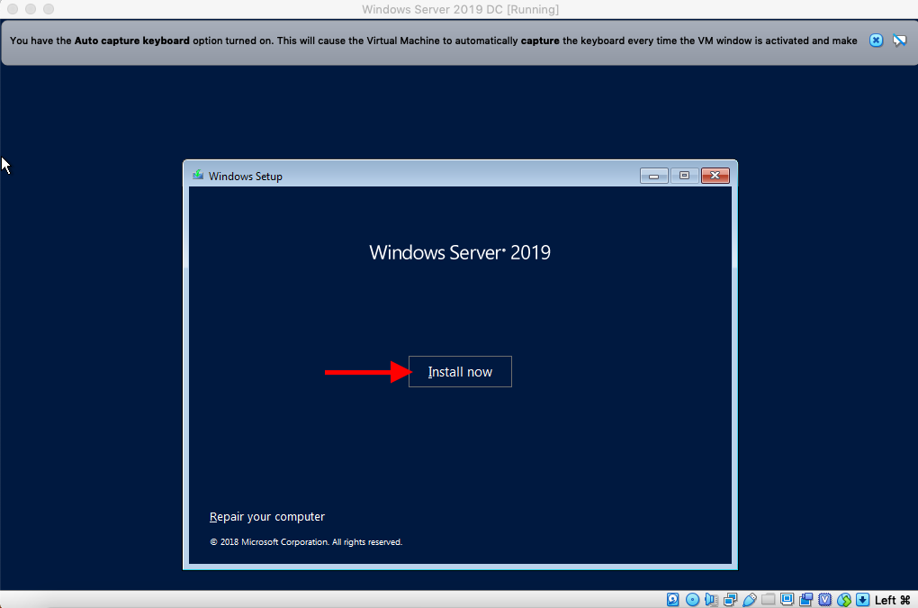 Installing Windows Server 2019 Evaluation in VirtualBox