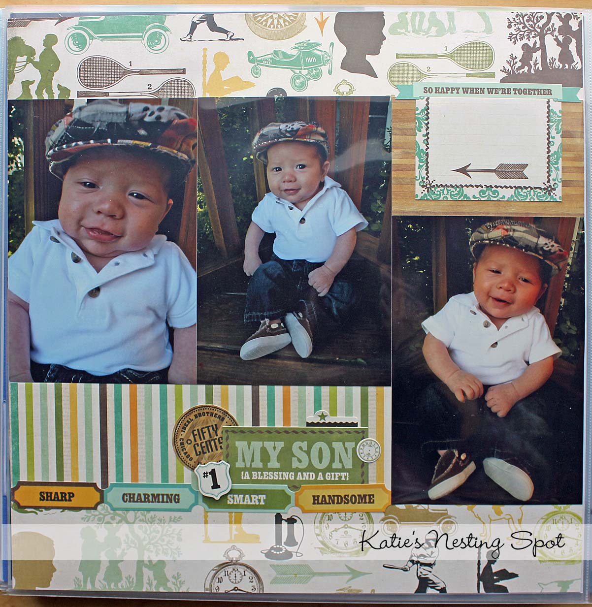 Katie's Nesting Spot: Baby Boy Scrapbook Page: A Favorite First Outfit