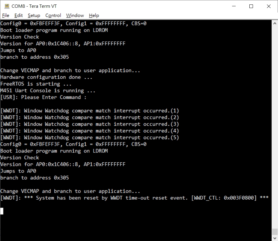 nuvoton - M451 Window Watchdog Timer