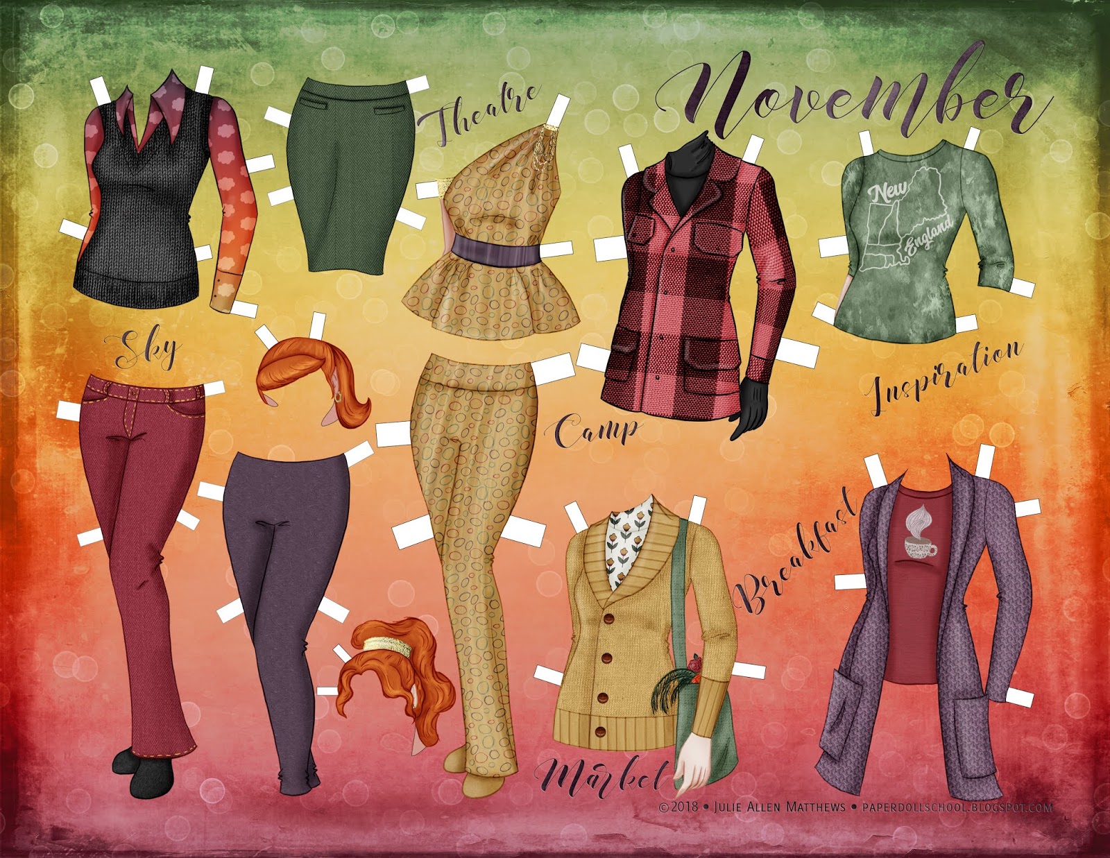 Paper Doll School: November Paper Doll - Set 1