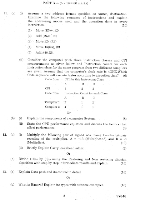 CS6303 Computer Architecture Nov Dec 2014 Question Paper - University ...