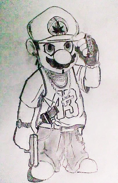 Gangster Mario Drawings