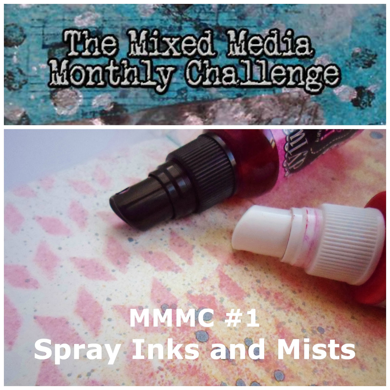 RWKrafts: Mixed Media Monthly Challenge #1 - Spray Inks