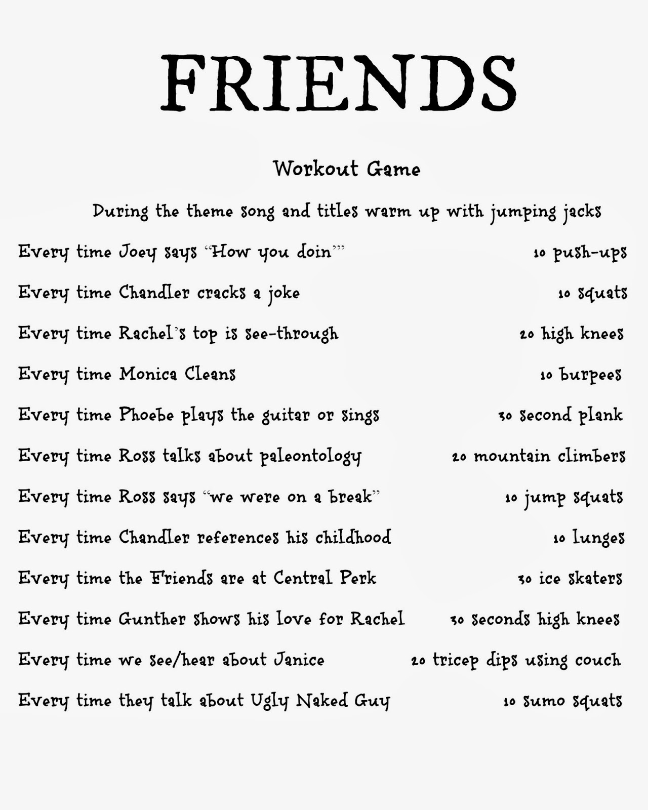 Living's as Easy as 312: Finally: FRIENDS Workout and Site Redesign Updates