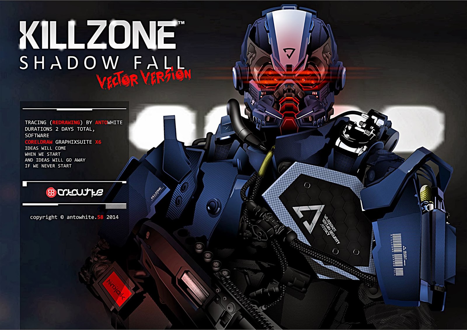 Killzone Shadowfall -Vector version & Outline version | Belajar CorelDRAW
