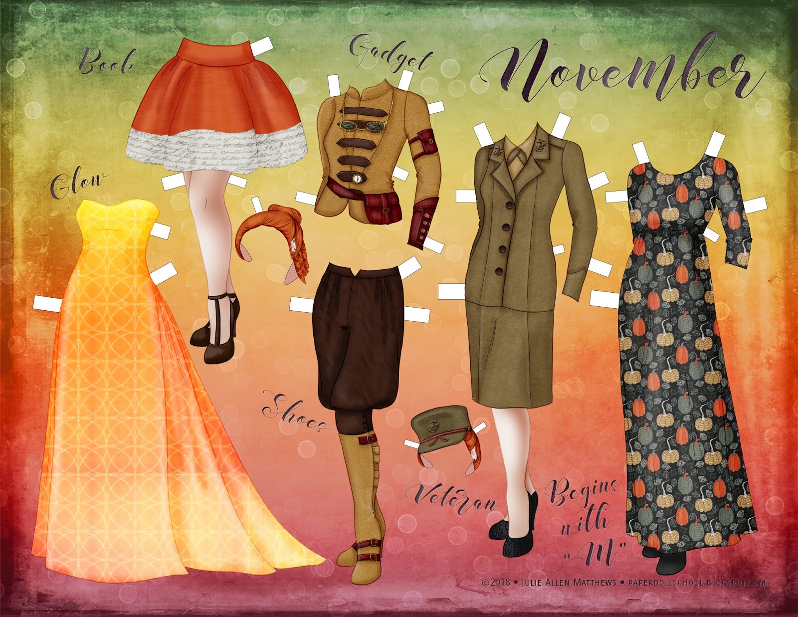 Paper Doll School: November Paper Doll - Set 2