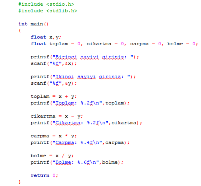 Yazılımcılar Dünyası: Klavyeden girilen 2 gerçel sayının ...