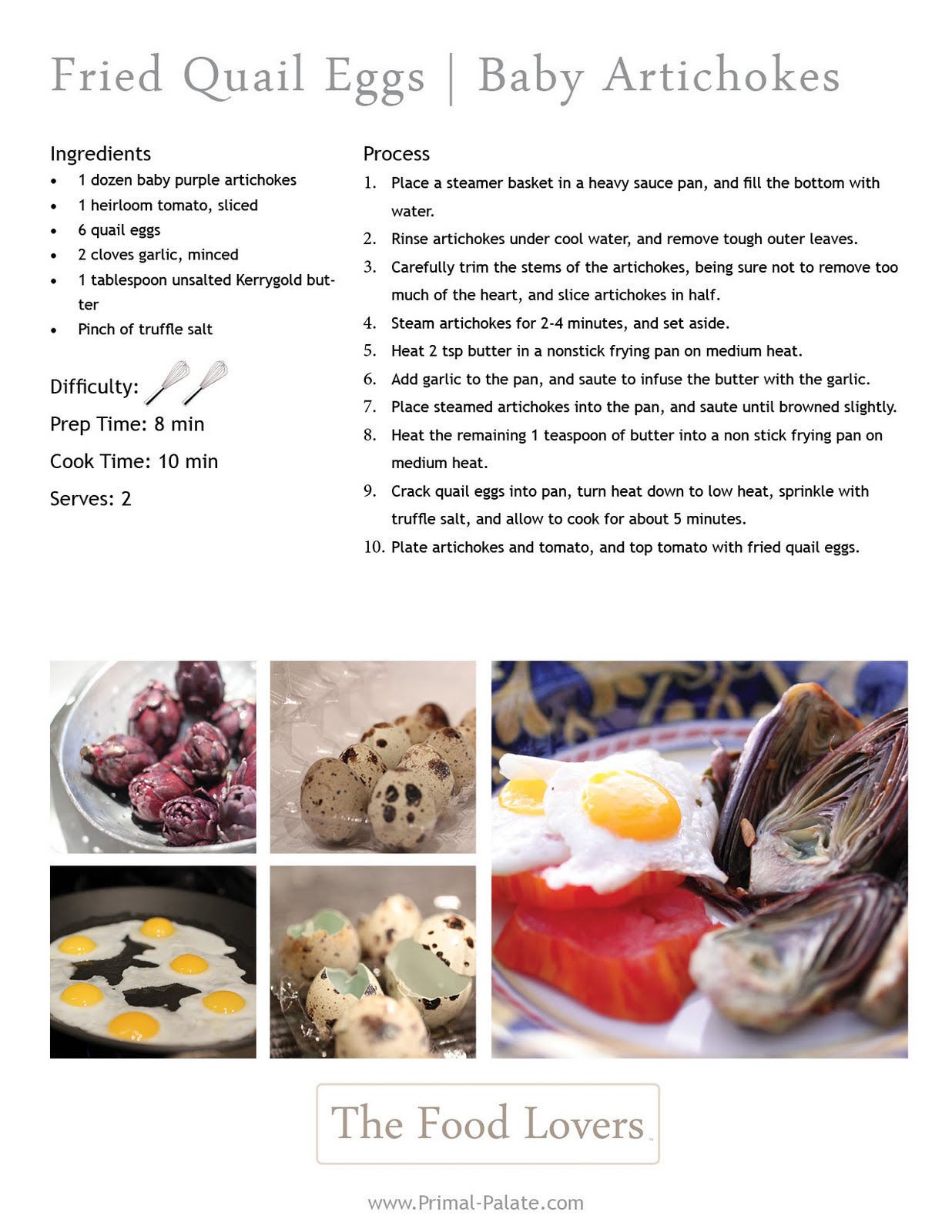 Fried Quail Eggs with Truffle Salt | Sauteed Baby Purple Artichokes ...