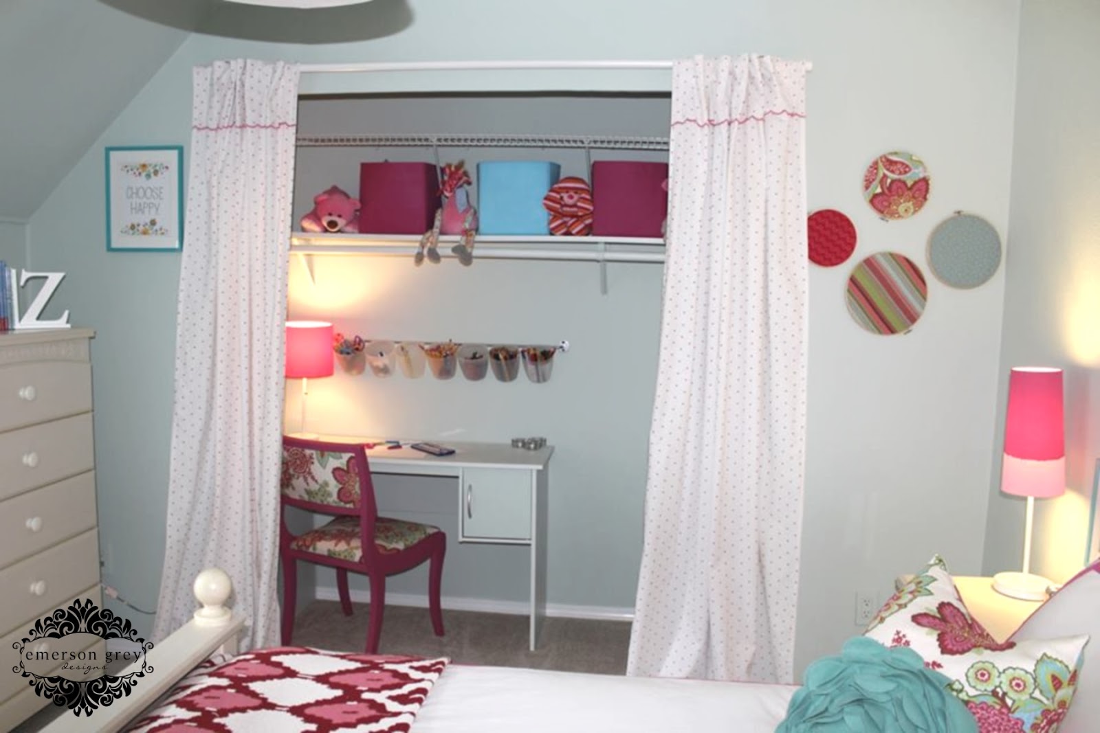 Raspberry Girl {raspberry and aqua big girl room}