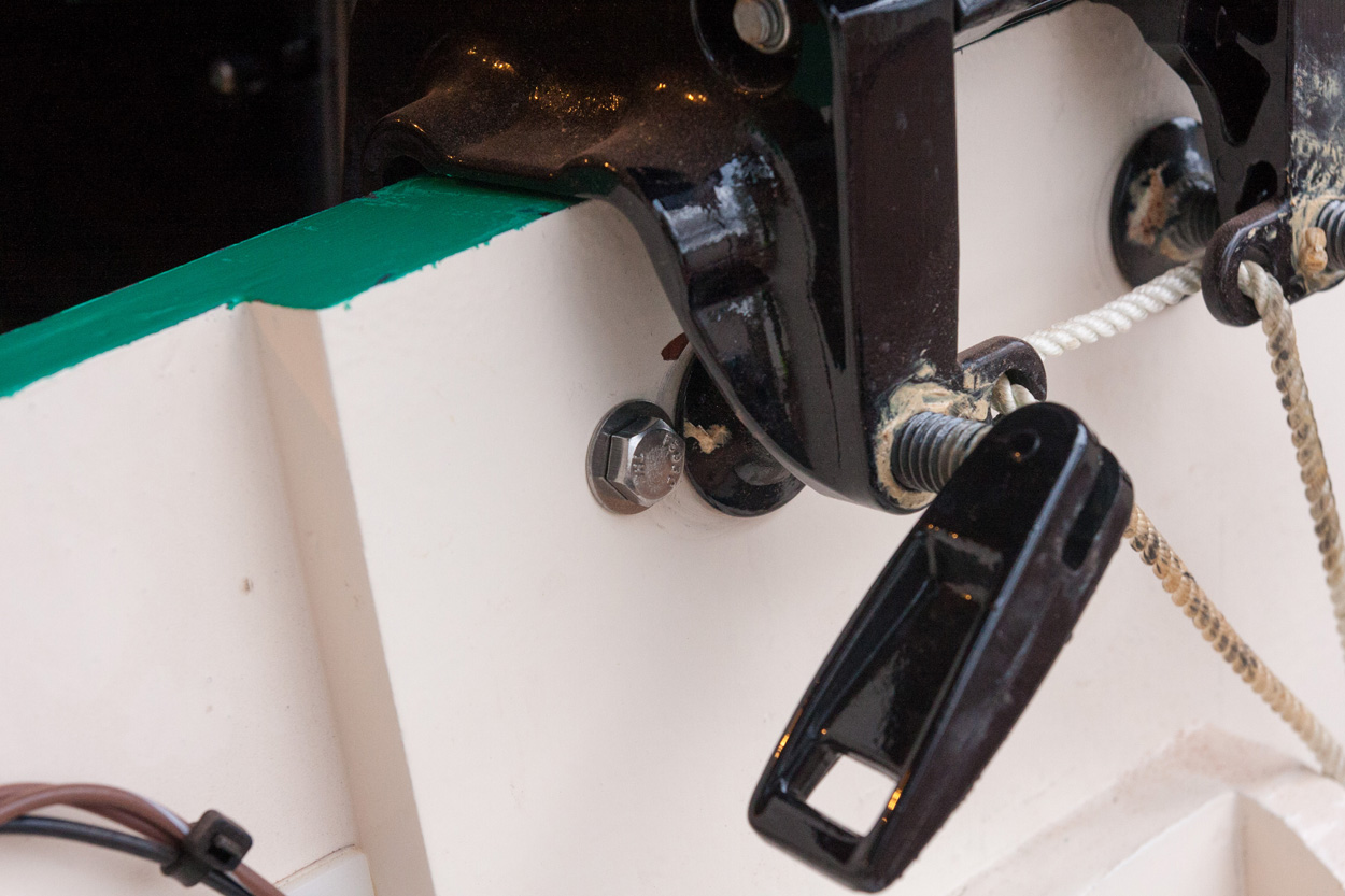 Michael's Boatbuilding Blog: Bolting the motor to the Utility