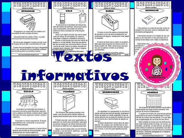 TEXTOS INFORMATIVOS - OBJETOS ESCOLARES - ATIVIDADES ANOS INICIAIS COM ...