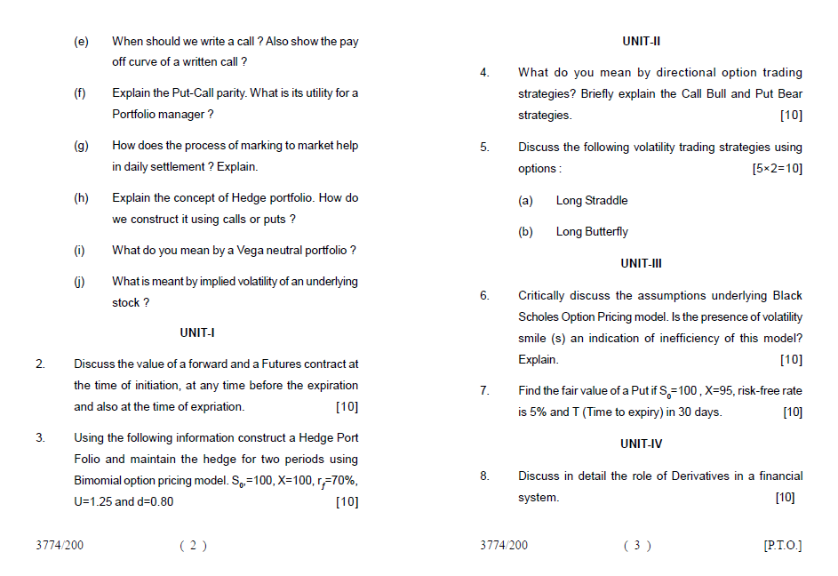 Lucknow University MBA (Semester-IV) FINANCIAL ENGINEERING ...