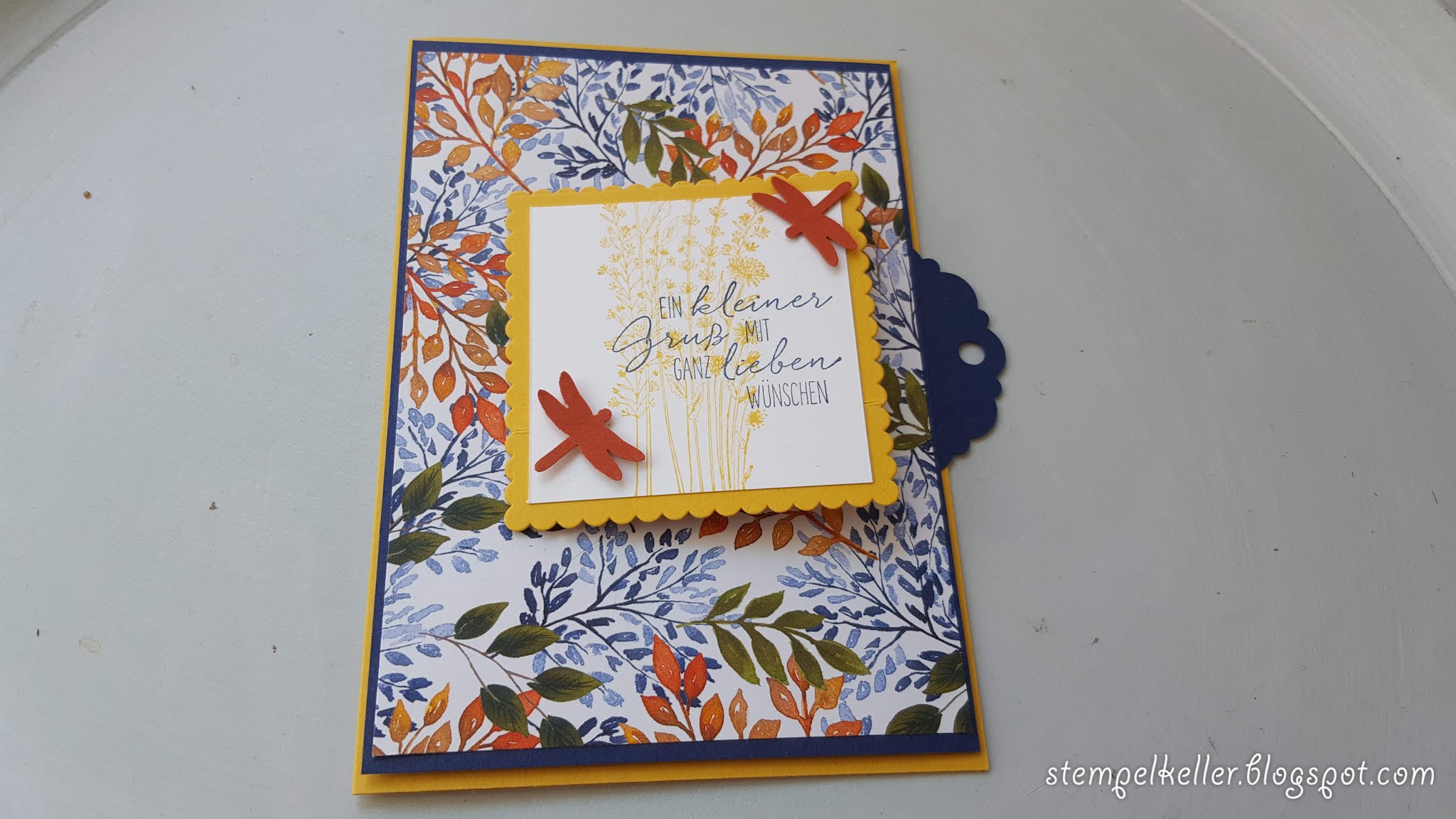 Stempelkeller: Pull Tab Flap Card - Libellengarten