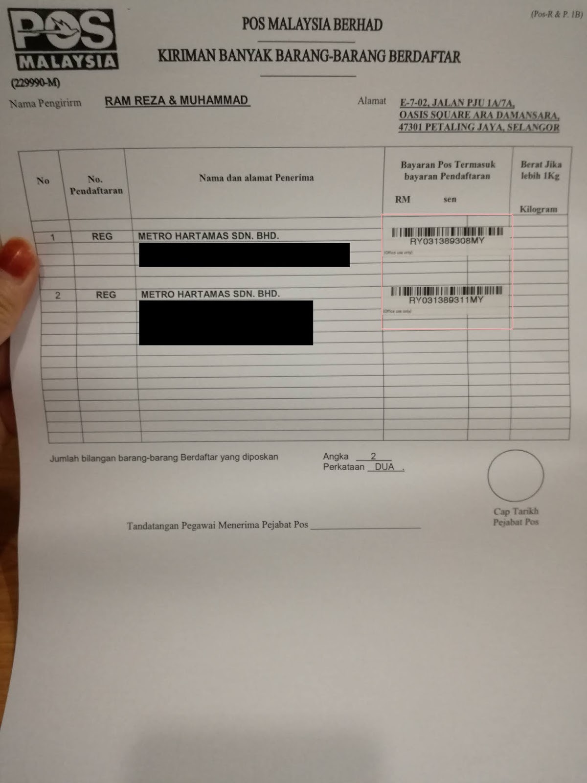 Farhana Jafri: Tutorial | Registered Post / Pos Berdaftar POS Malaysia