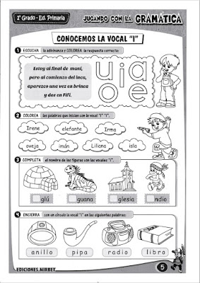 Cuaderno de JUGANDO CON LA GRAMÁTICA para 1º Primaria