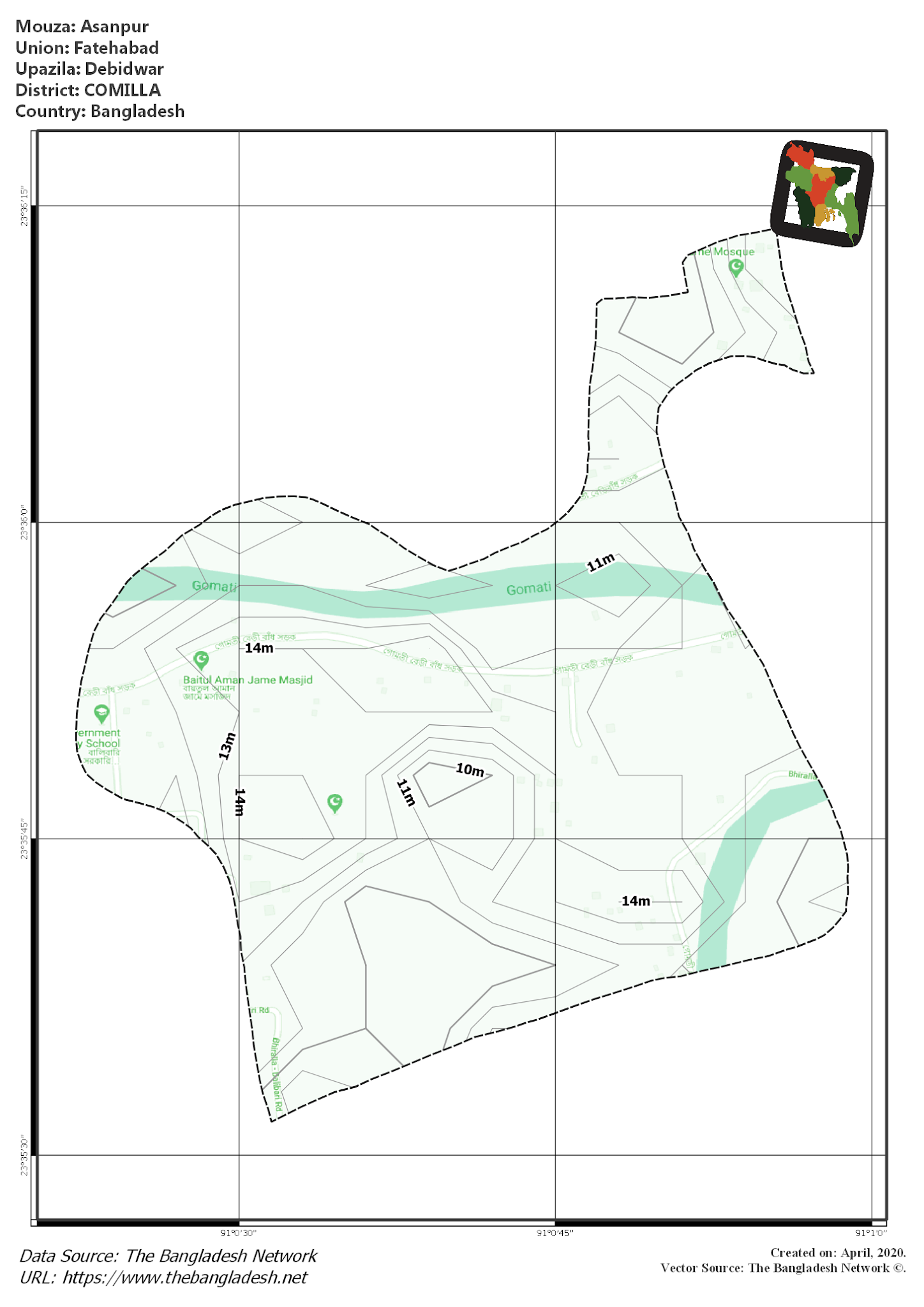 Map of Asanpur Mouza, Debidwar, Comilla