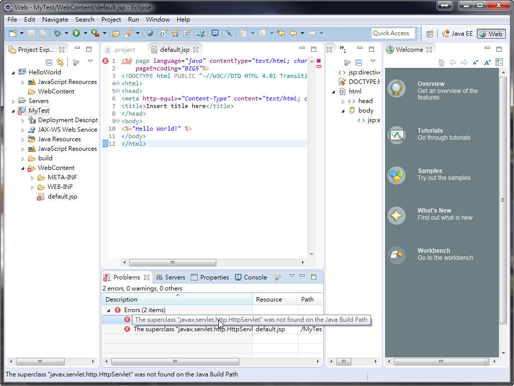 Jsp Eclipse 開發 Jsp 遇到 The Superclass Rvletervlet Was Not Found On The