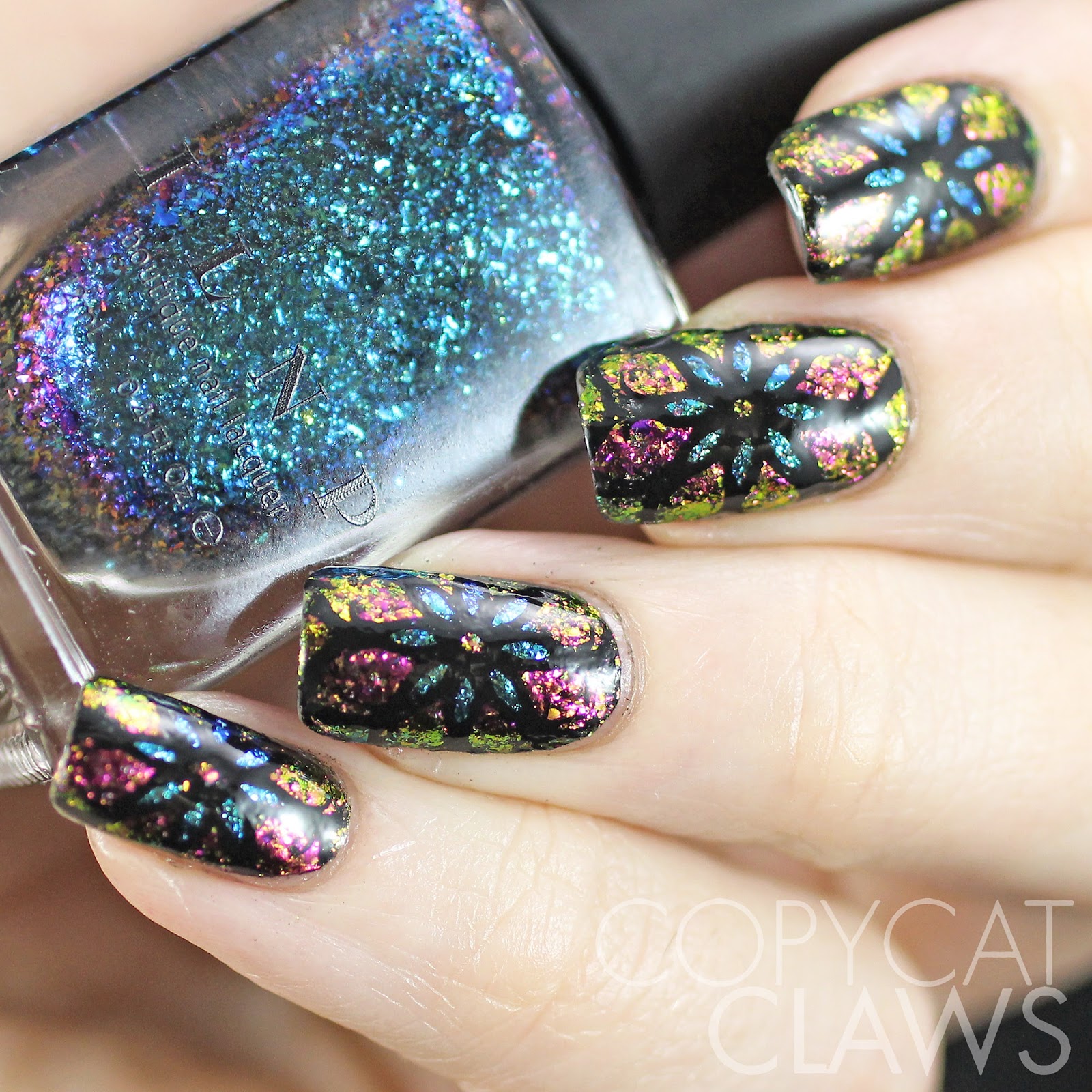Copycat Claws: Stained Glass Flowers with ILNP Flakies