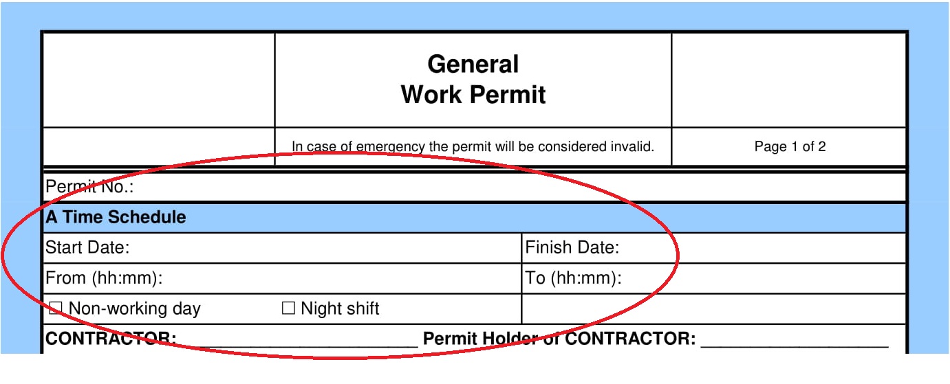 Permit to work format
