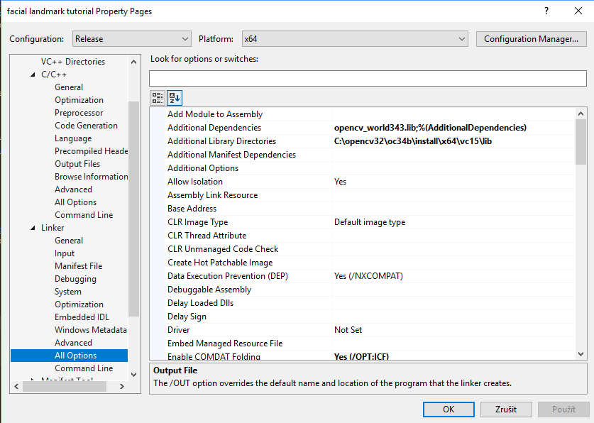 Face mouth eyes, facial landmarks detection tutorial for Opencv C++