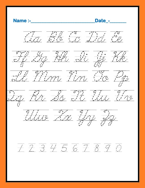 ABC Cursive Handwriting Practice Sheet Free Download