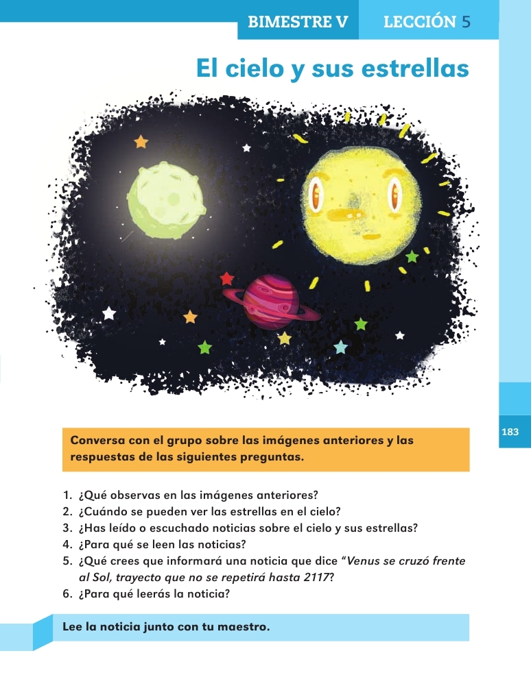 El cielo y sus estrellas - Bimestre V - Lección 5 - Apoyo Primaria