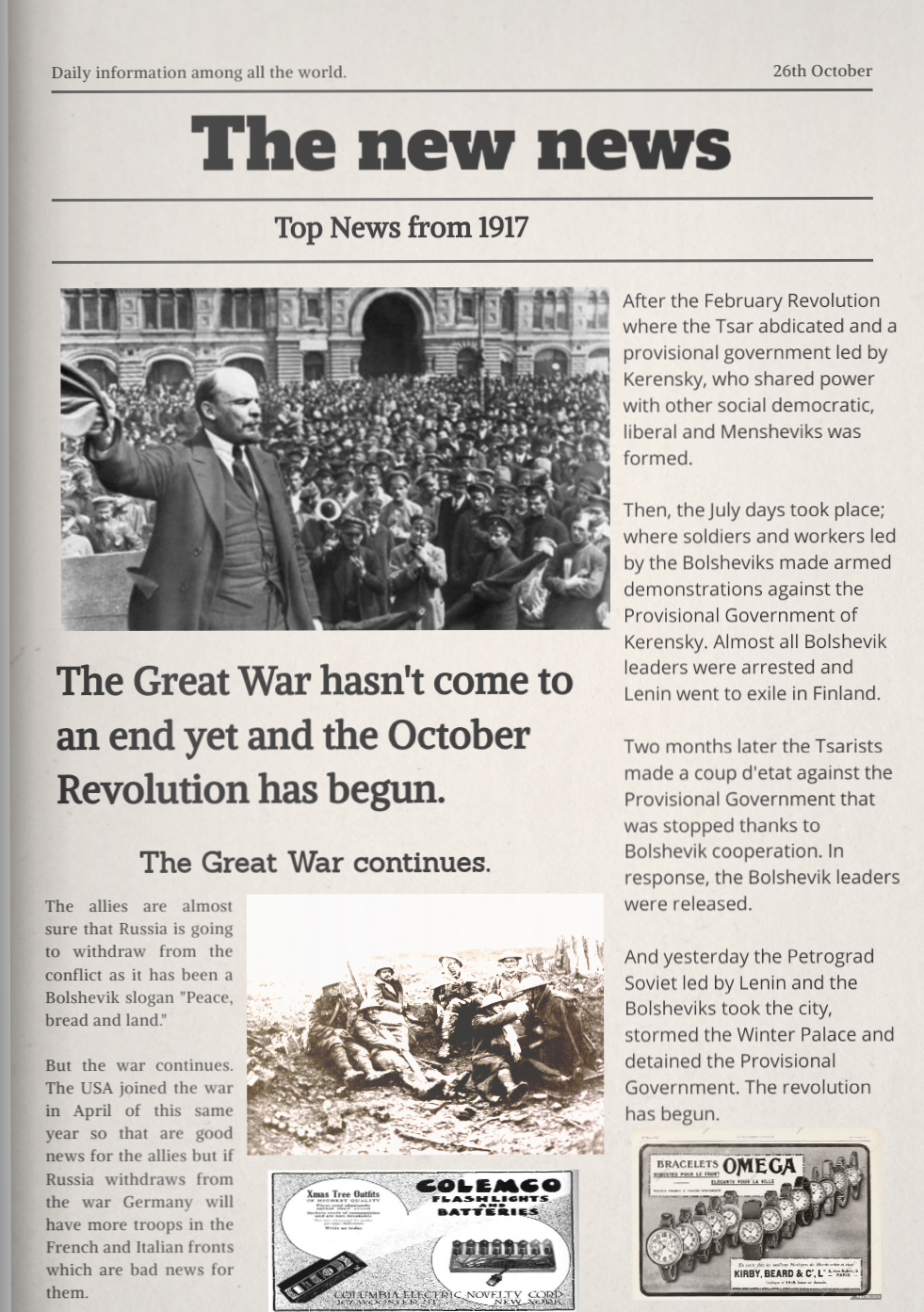 IT-based Project: Creating a History Newspaper FrontPage #ESO4