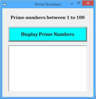 How to find prime numbers between 1 to 100 in visual basic 6.0