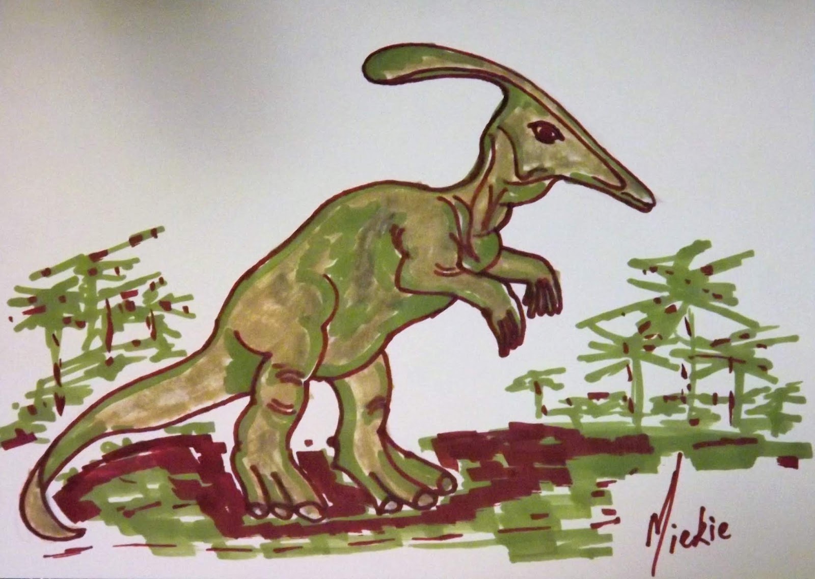 A Pretty Talent Blog: How to draw: A Parasaurolophus