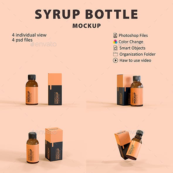 55+ Best Syrup Bottle Mockup Templates | Free & Premium