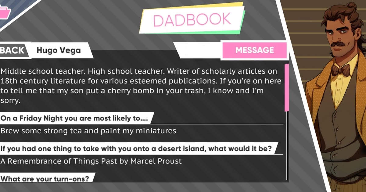 Otome Otaku Girl: [Walkthrough] Dream Daddy - Hugo Vega