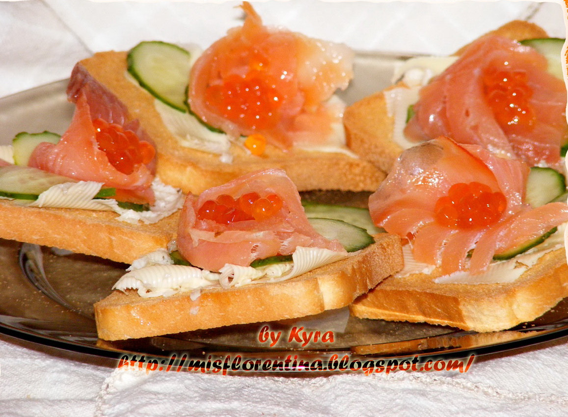 Ce si cum mai gatim: Tartine cu saumon fumé si icre de Manciuria