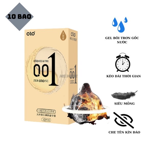 [HỘP] BAO CAO SU OLO SIÊU MỎNG 0.01MM DẪN NHIỆT NHANH, GEL BÔI TRƠN GỐC NƯỚC ĐẶC BIỆT CHO CẢM ...