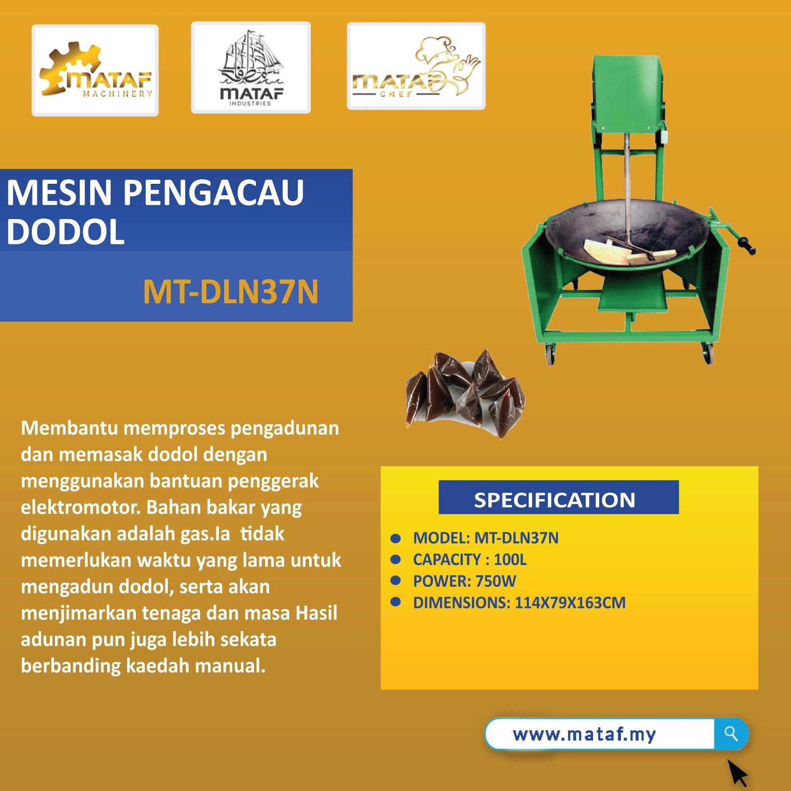 Mesin Pengacau Dodol Kawah Cast Iron 100L