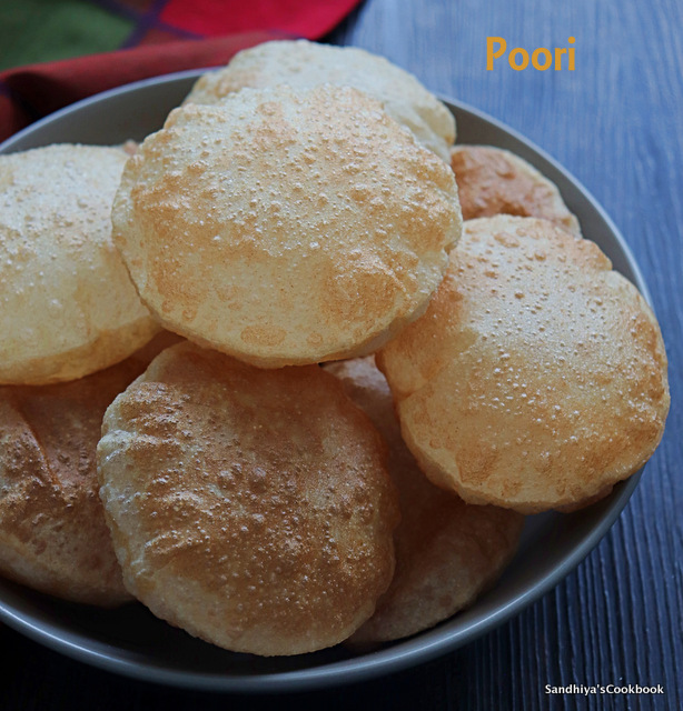 Sandhiya's Cookbook: Poori | How to make Puffed Poori
