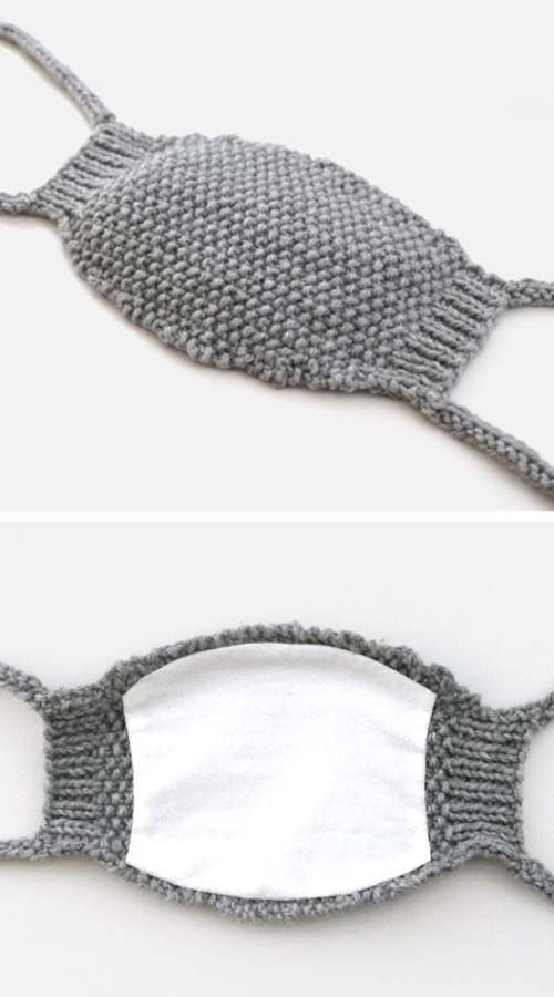 Amazing Knitting: Fabric Lined Adult Knit Face Mask - Free Knitting Pattern