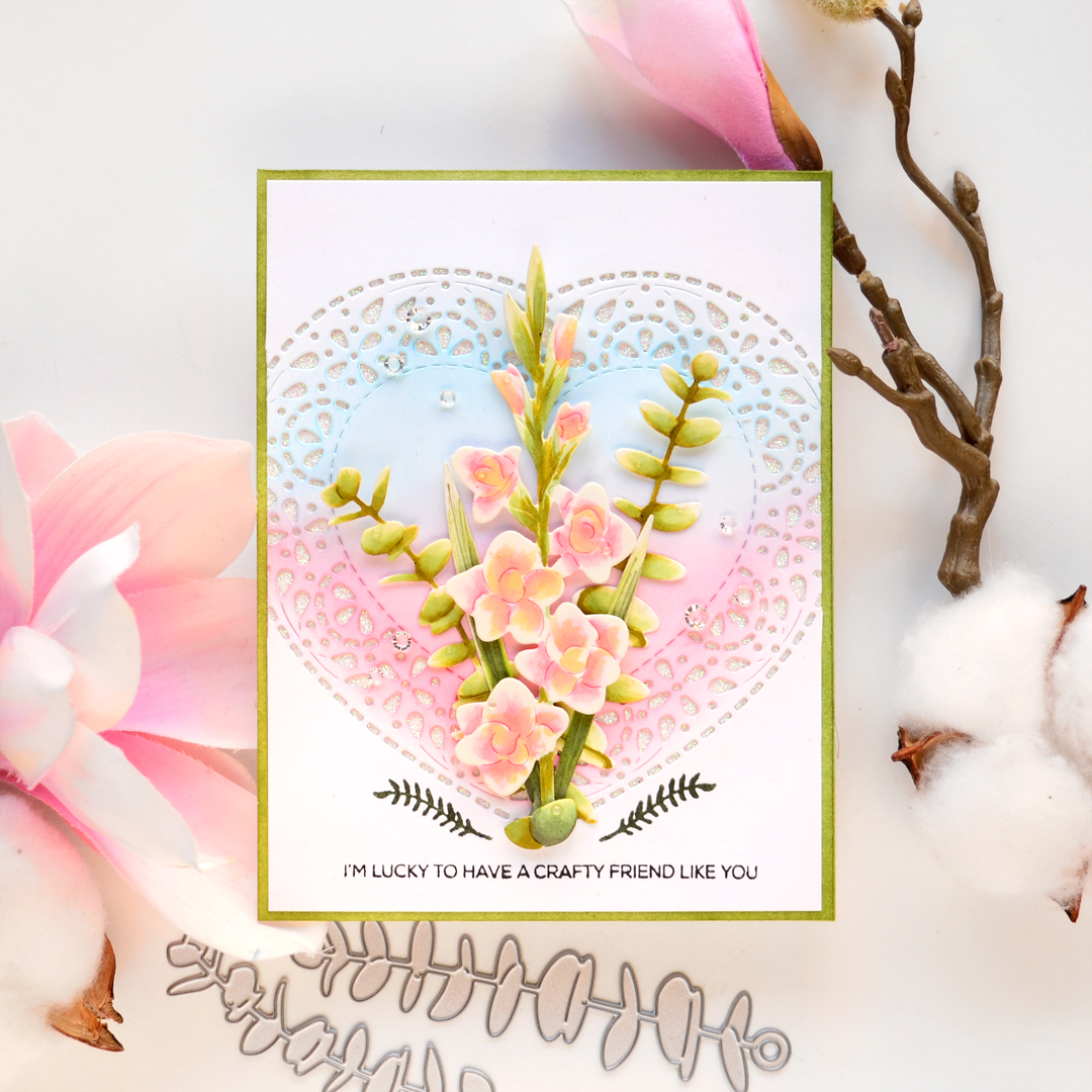 Floral Heart Cards with Claina Palmer dies ~ Favorite things by Galachko