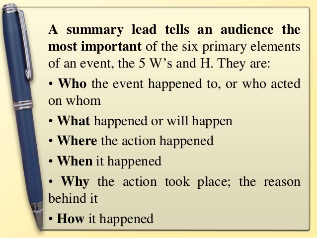 WHHS Paw Prints: Inverted Pyramid & Summary Lead